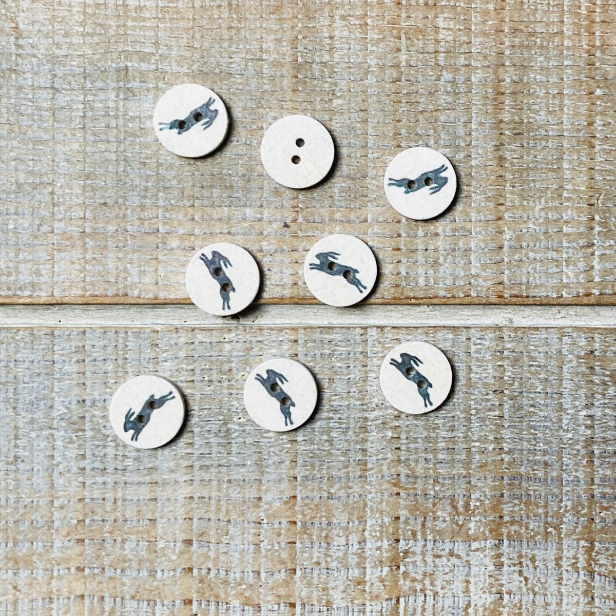 Textile Garden Buttons-5364-Pale Buttons with Leaping Hare/Rabbit ...