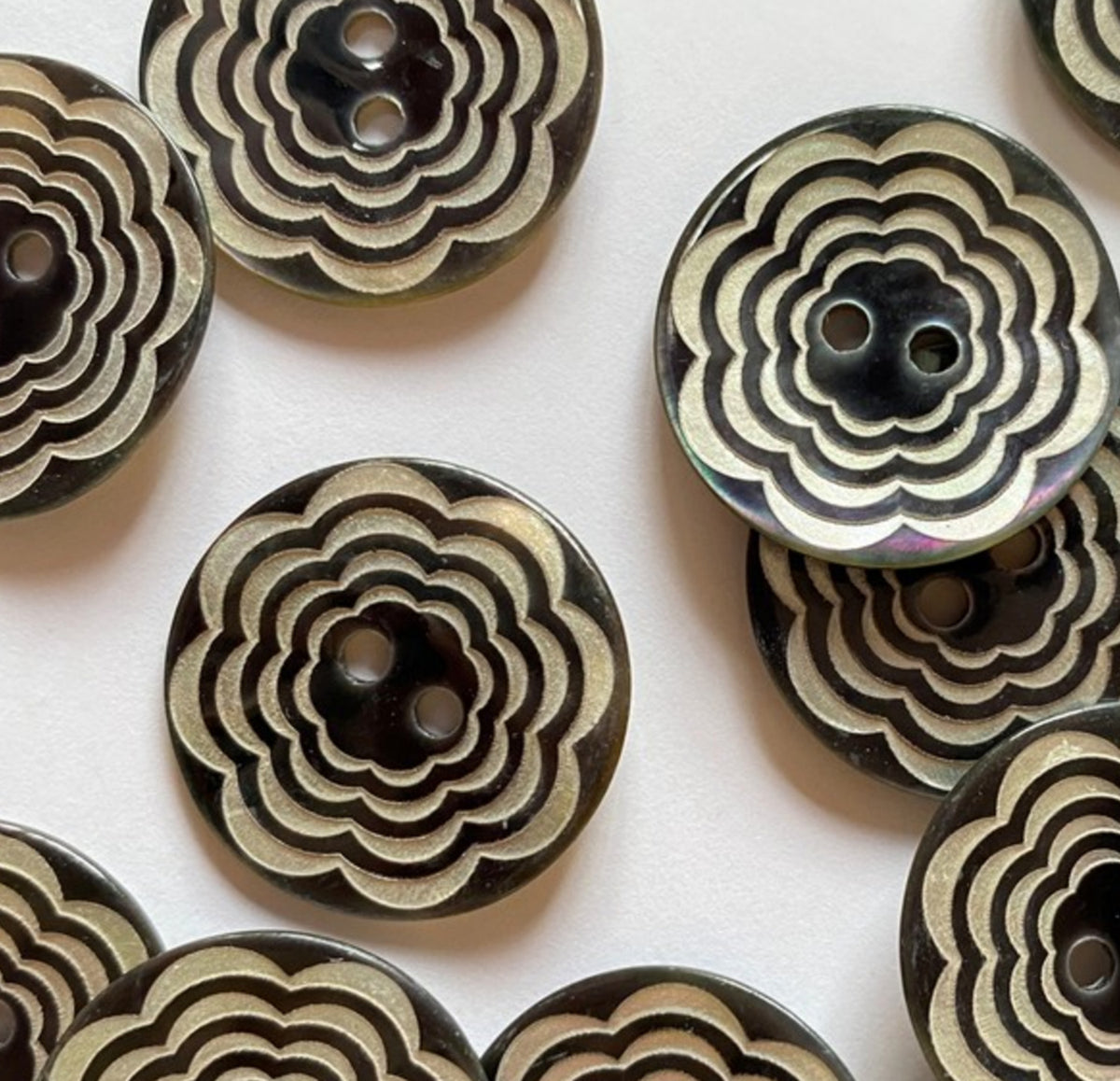 Textile Garden navy shell laser flower design button – Brooklyn General ...