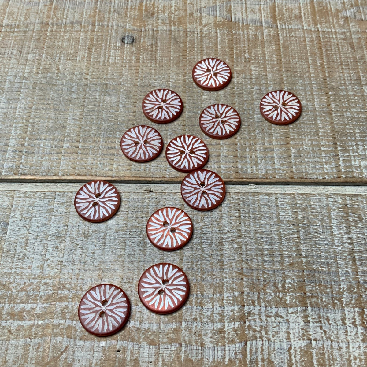 Textile Garden Button- 5341- Rust Color Shell Laser Flower 18mm ...