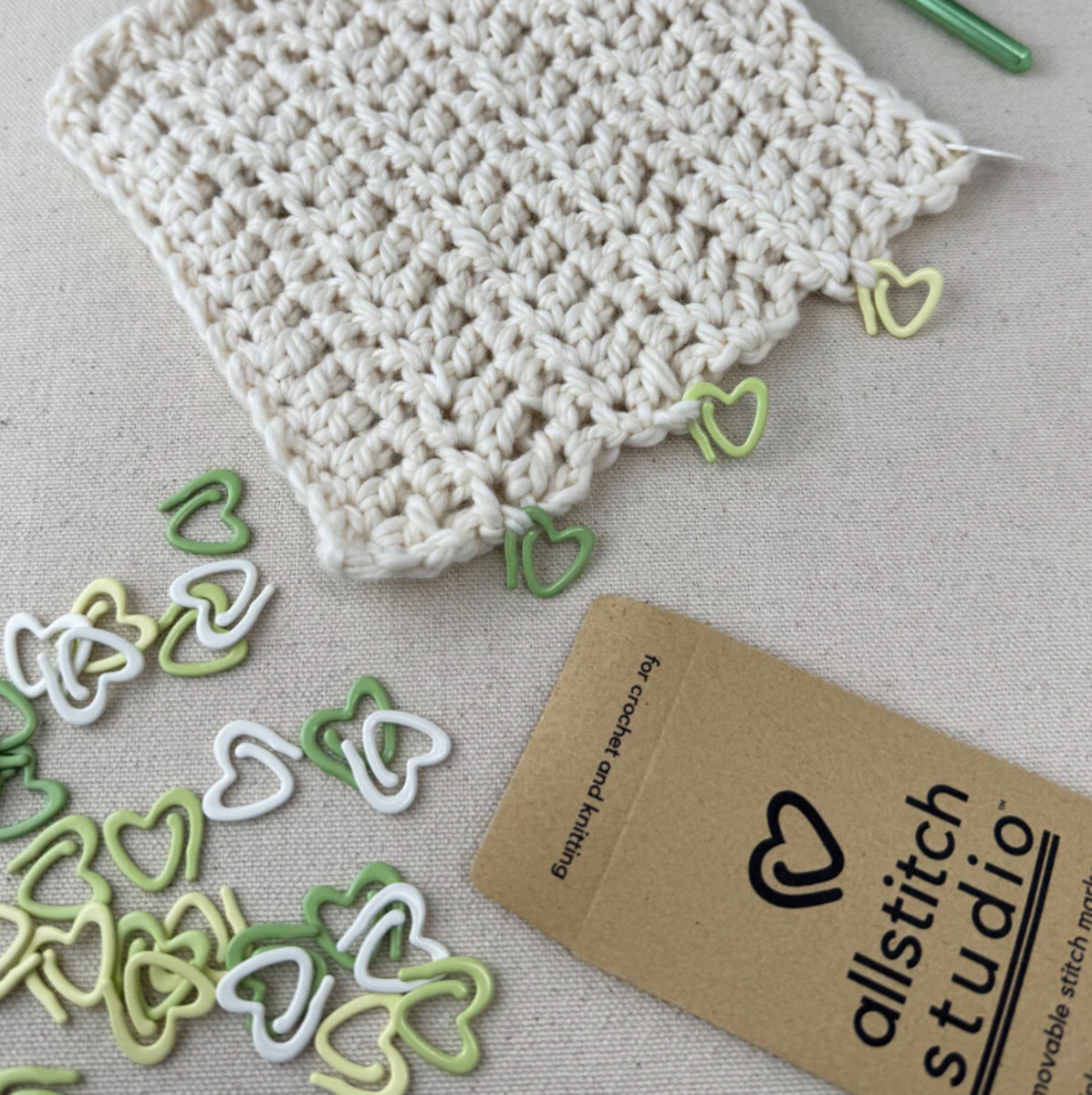 Allstitch Studio Heart Stitch Markers for Crochet - Green Tones ...