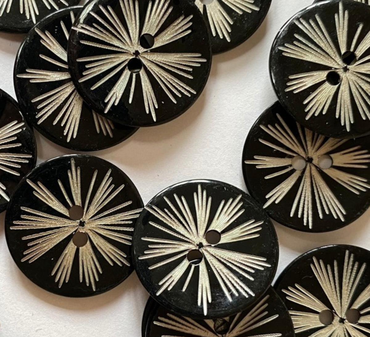 Textile Garden Button - 5075 - Glossy Black Opaque Shell Laser 22mm ...
