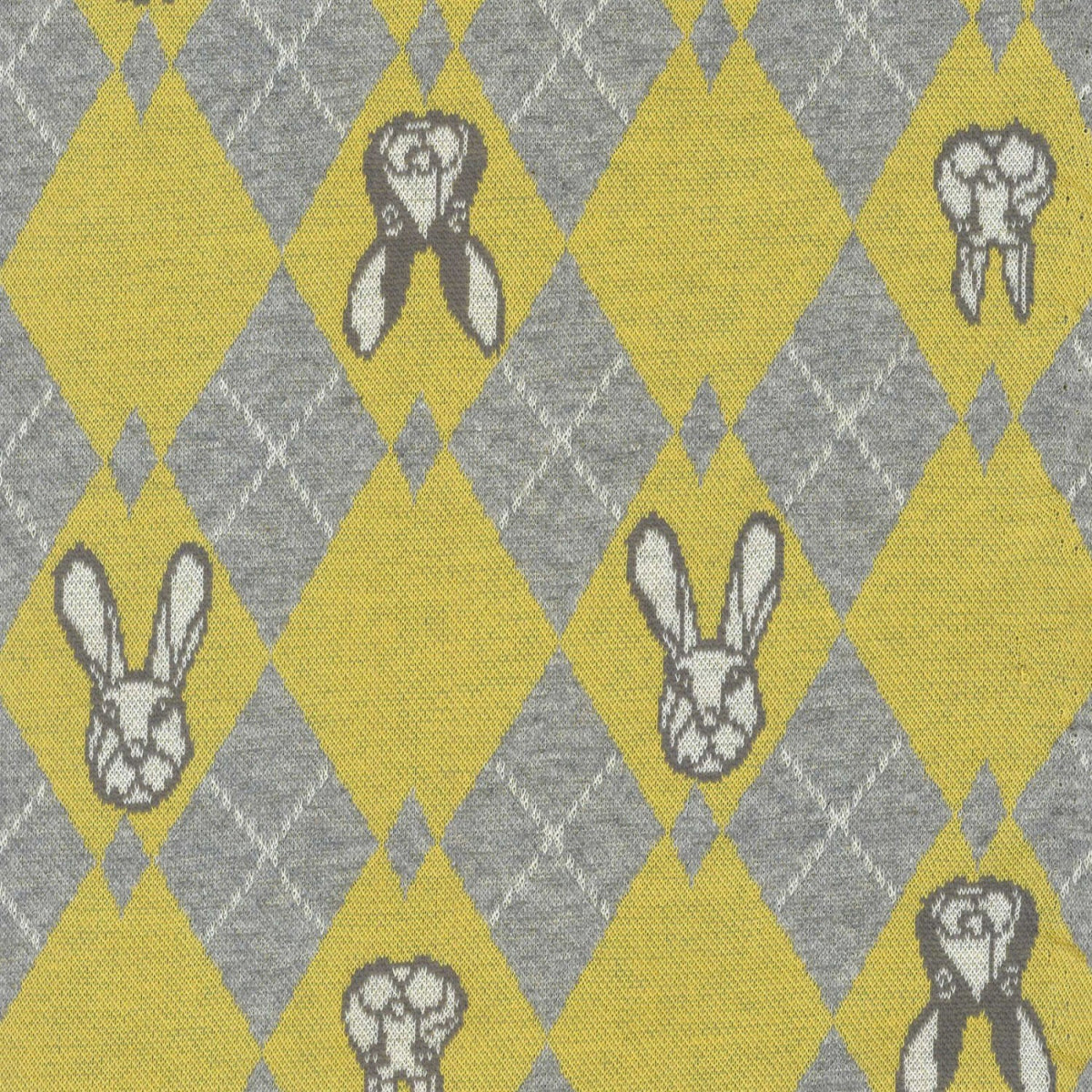 KOKEGX-7711-1-B HAyU Knit Jacquard Rabbit Argyle - 31" wide yellow and ...