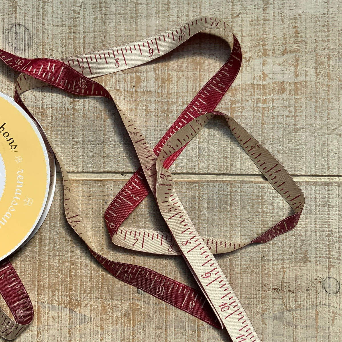 Renaissance Ribbons-FG17/16mm Tape Measure Pearl&Red French 5/8 ...