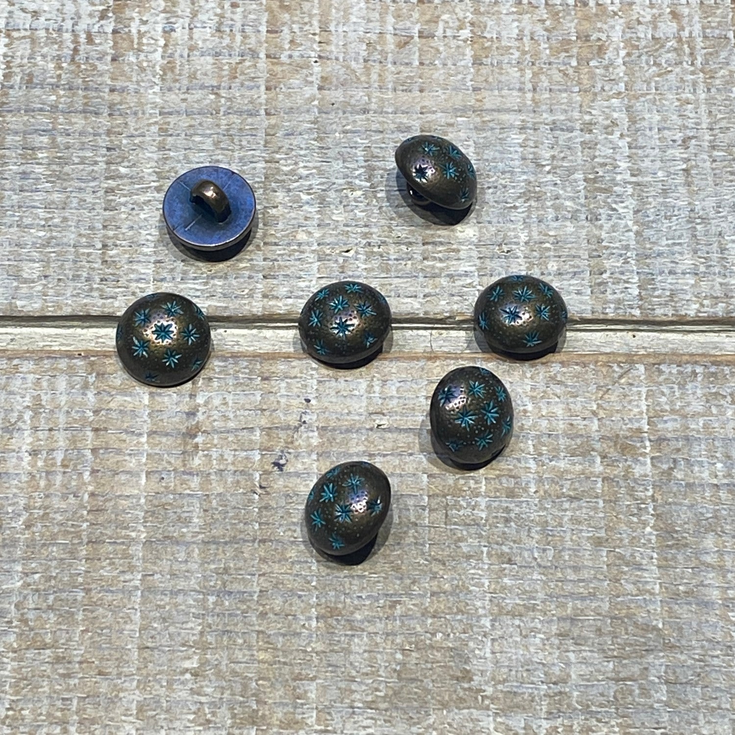 Textile Garden Button-4867-Dome Shape Bronze Metallic with Indented Gr ...