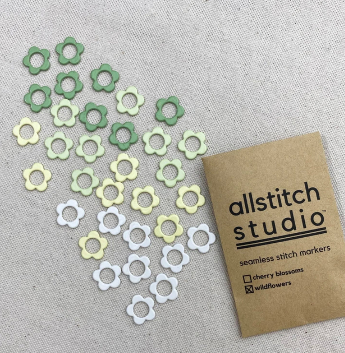 Allstitch Studio Wildflower Stitch Markers - 32 Seamless Flower Rings ...