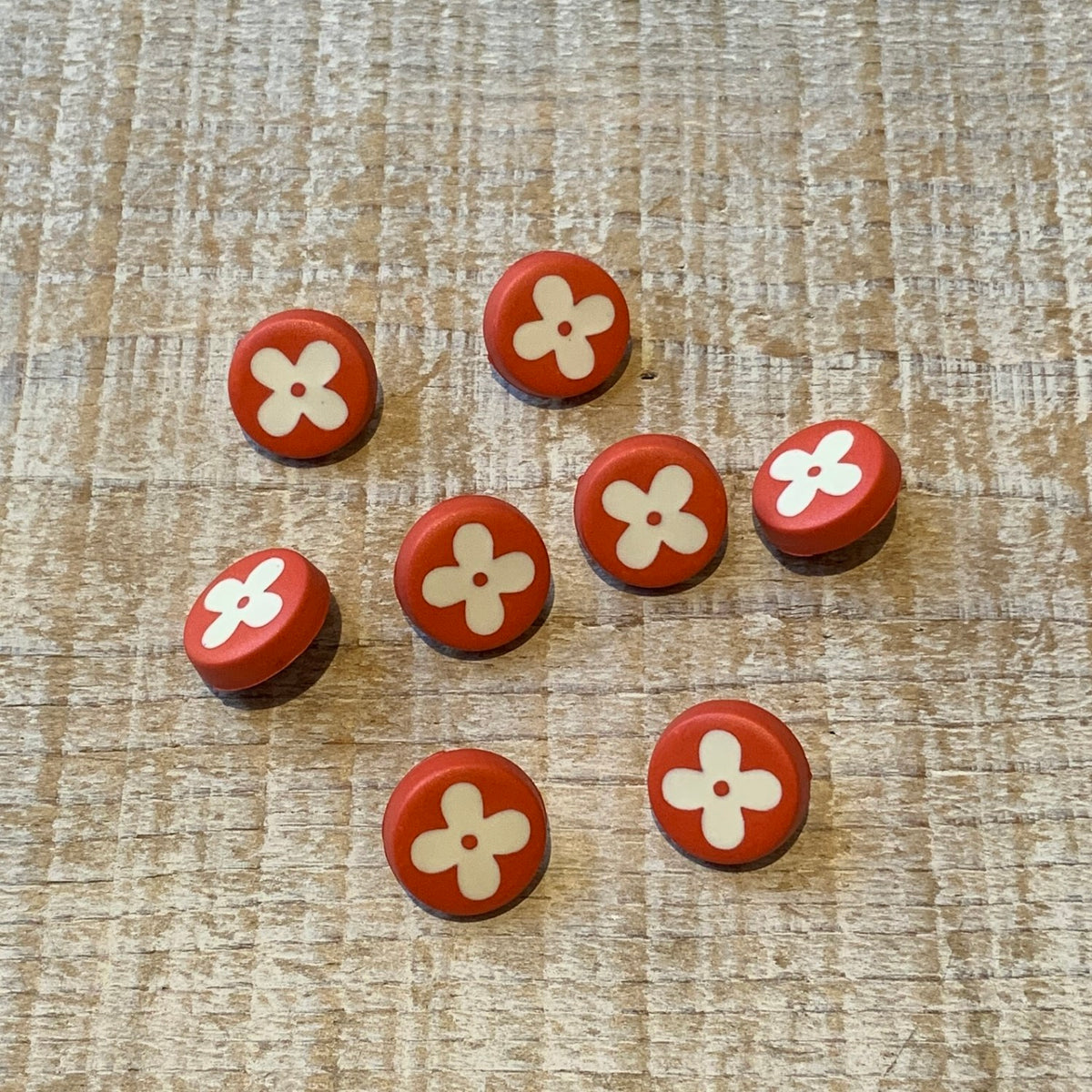 Textile Garden - Matte Orange/Red with White Flower-12 mm - TGB3977 ...